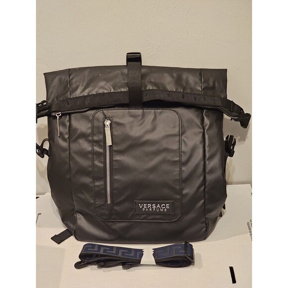 Versace | Bags | New Versace Parfums Backpack Travel Sports Gym Black ...